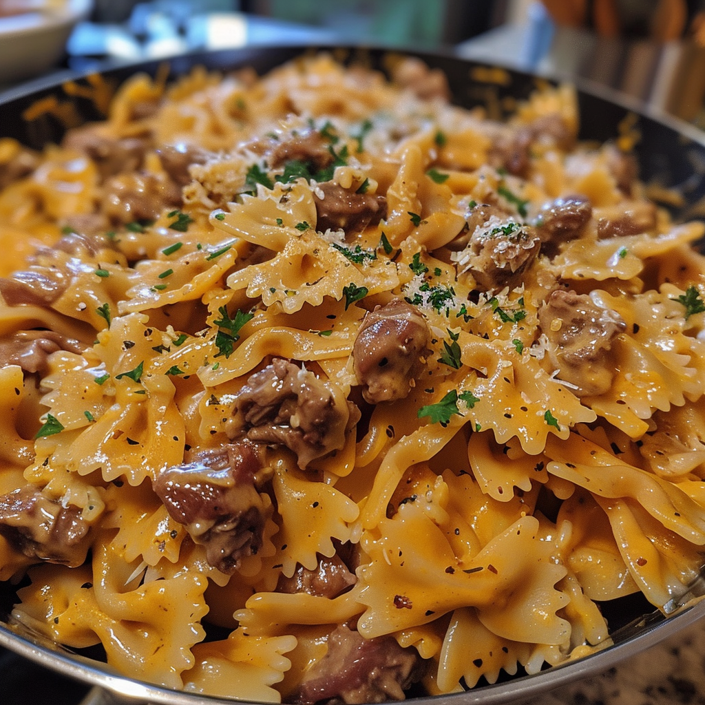 Creamy Velveeta Beef & Bowtie Pasta Recipe | Easy & Cheesy